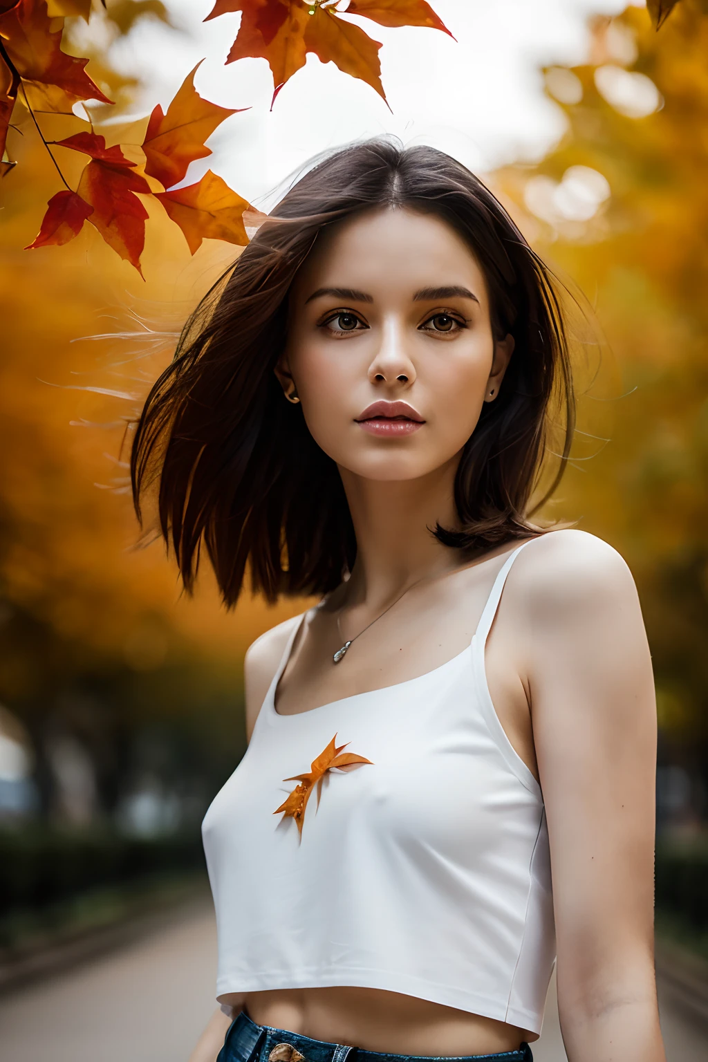 A Close Up Of A Woman With A White Top And Blue Jeans Seaart Ai