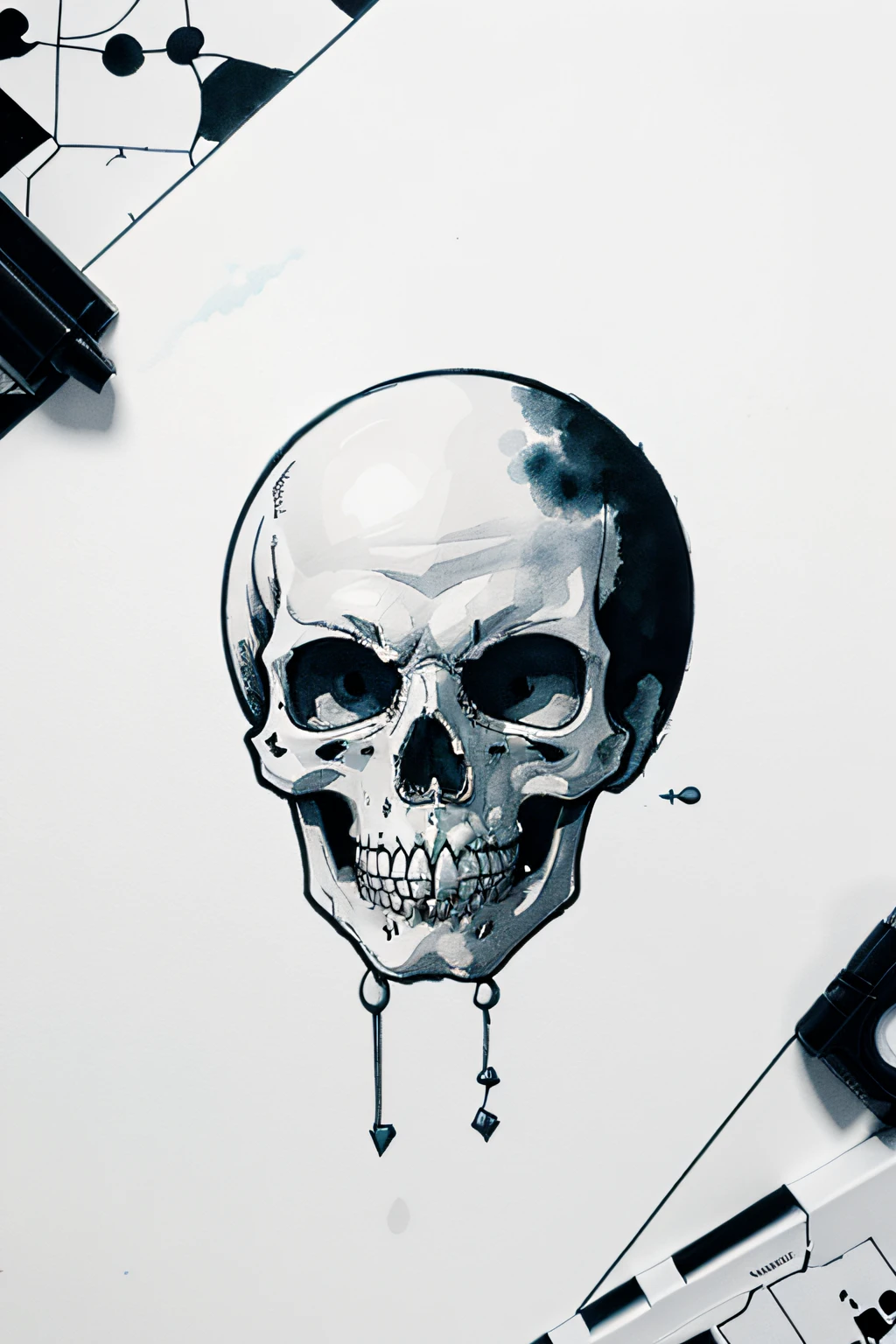 A drawing of a skull with a cross on it - SeaArt AI