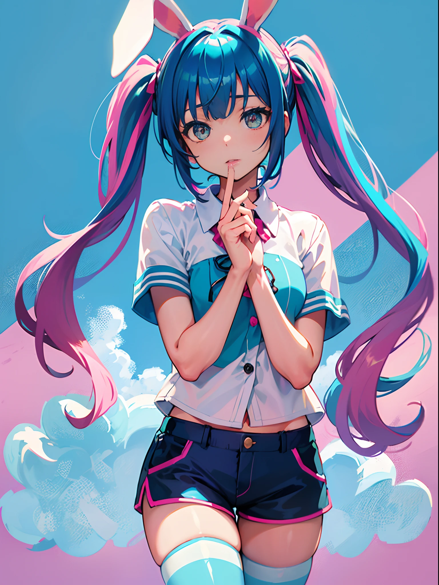 Anime girl with long hair and bunny ears posing for a picture - SeaArt AI