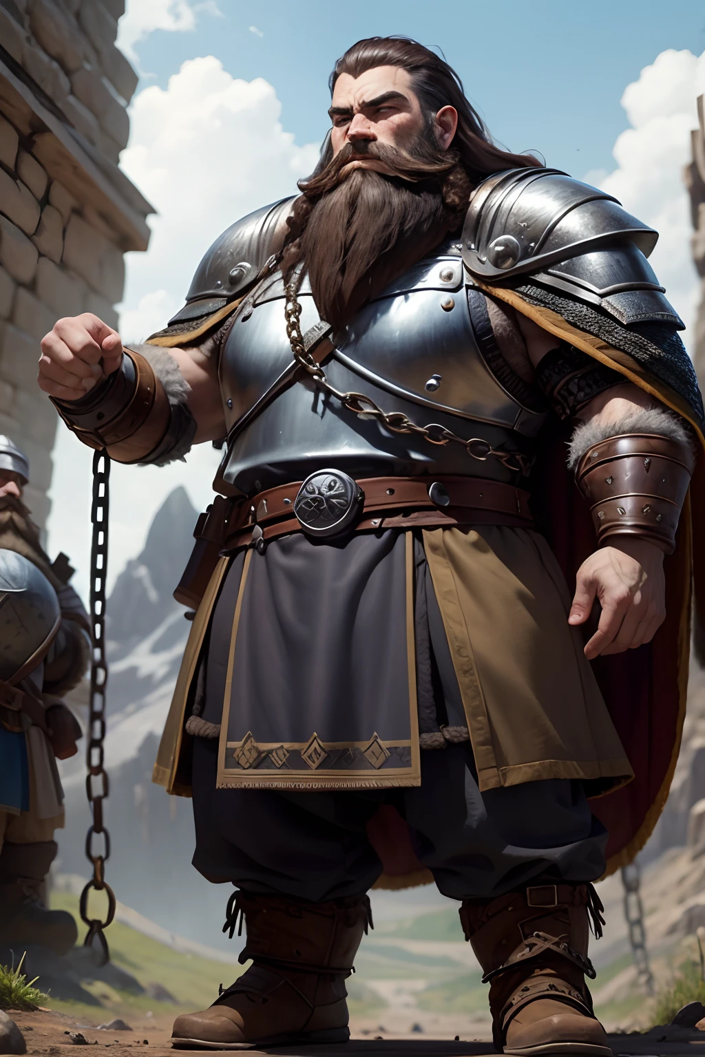 A man in armor standing in front of a castle - SeaArt AI