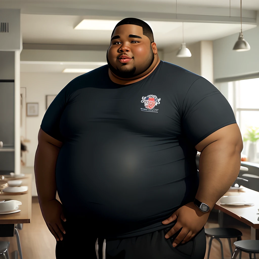 Ein Mann in einem schwarzen Hemd, der in einer Küche steht - SeaArt AI