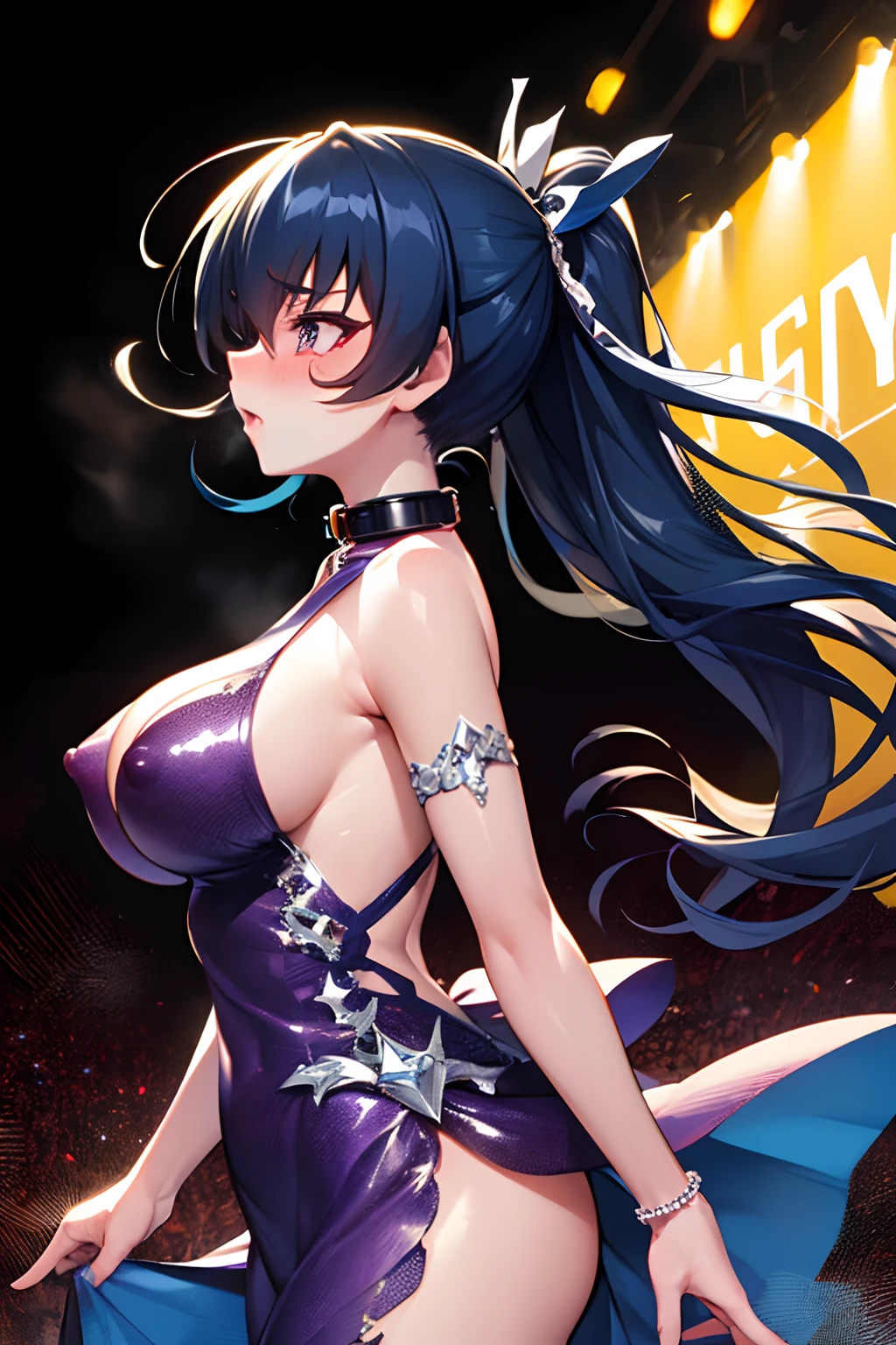 A woman in a purple dress with a star on her chest - SeaArt AI