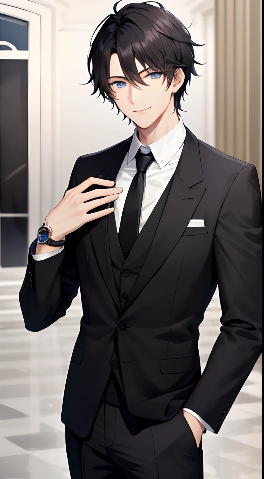 Anime man in a suit and tie posing for a picture - SeaArt AI