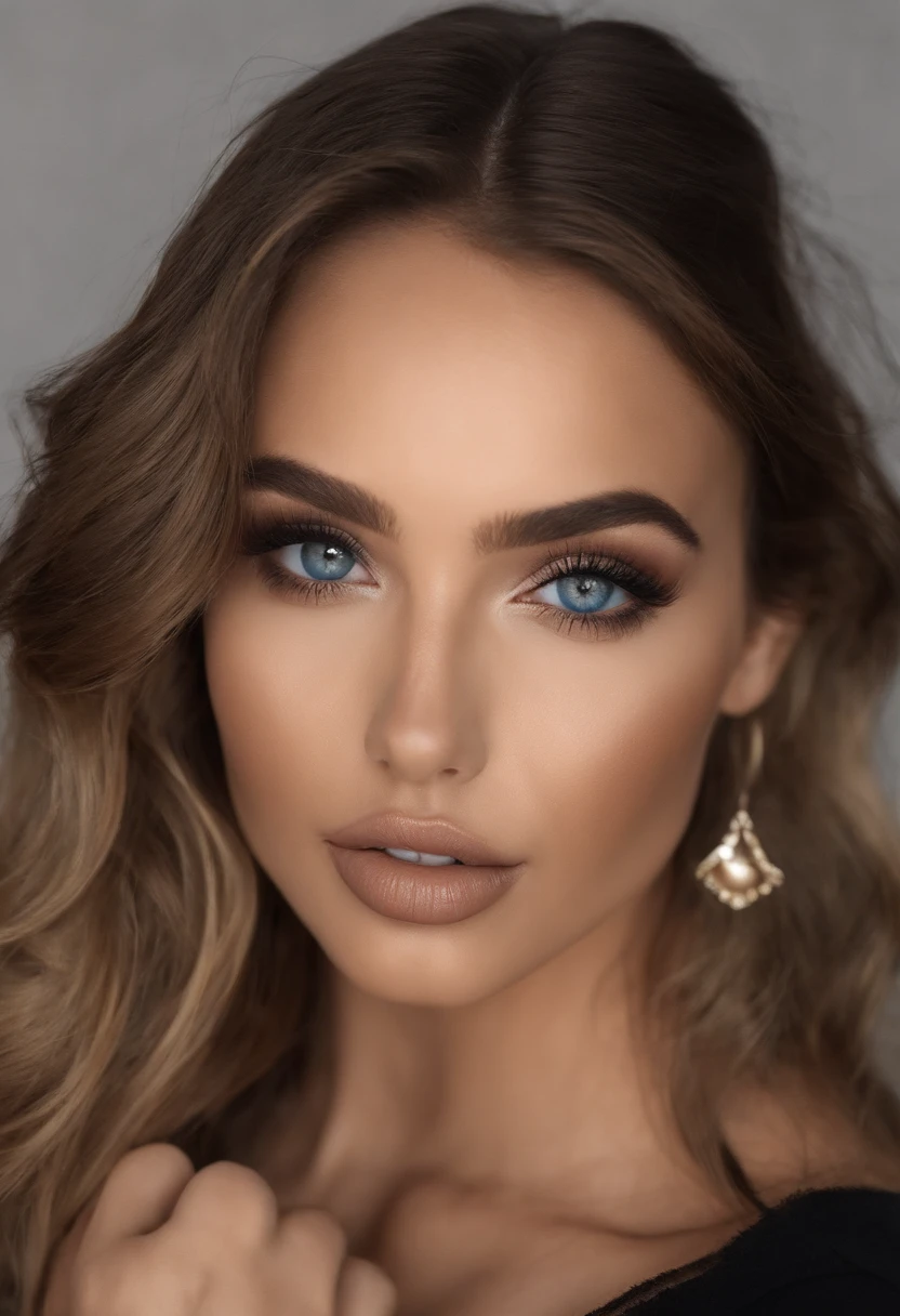 A Woman With Blue Eyes And A Black Top Is Posing For A Picture Seaart Ai