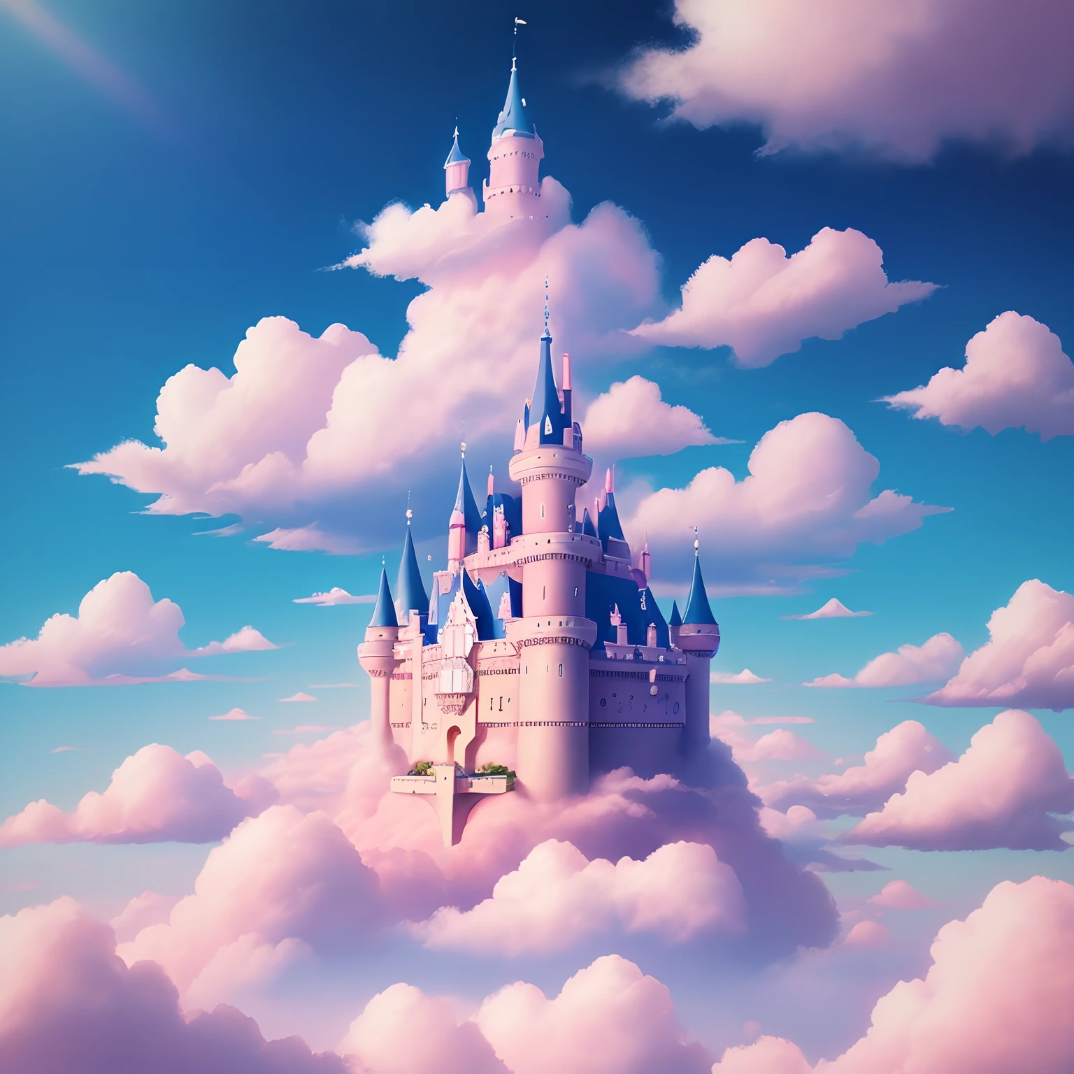 A close up of a castle in the clouds with a sky background - SeaArt AI
