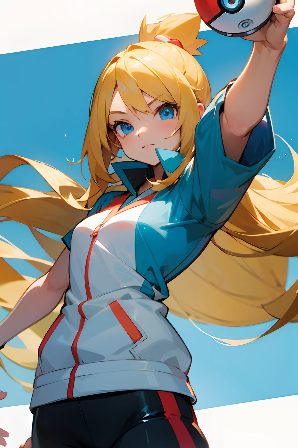 A close up of a person holding a pokemon ball in the air - SeaArt AI