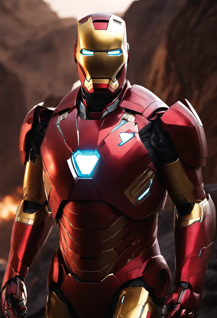 A close up of a man in a suit with a glowing light on his chest - SeaArt AI