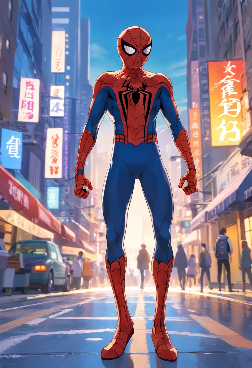 Spider - man standing in the middle of a city street - SeaArt AI