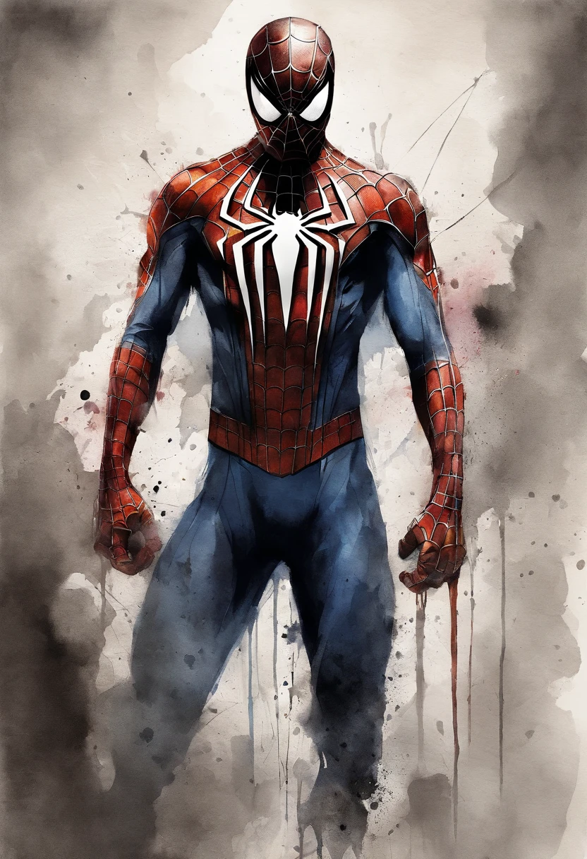 A drawing of a spider - man with a bloody face and a spider - man suit ...