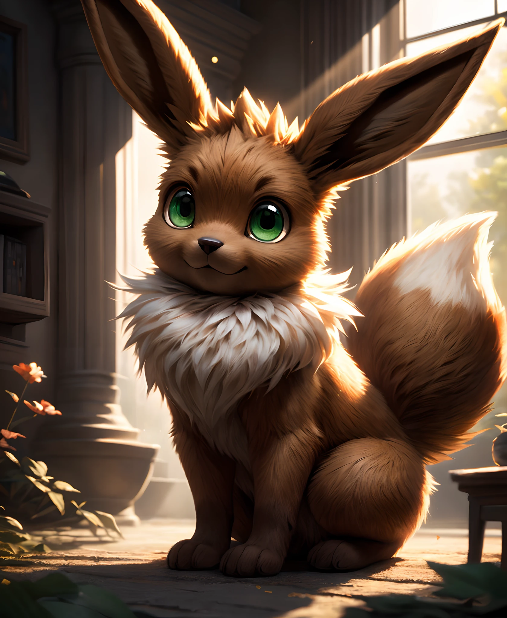 A close up of a cartoon animal sitting on a sidewalk - SeaArt AI