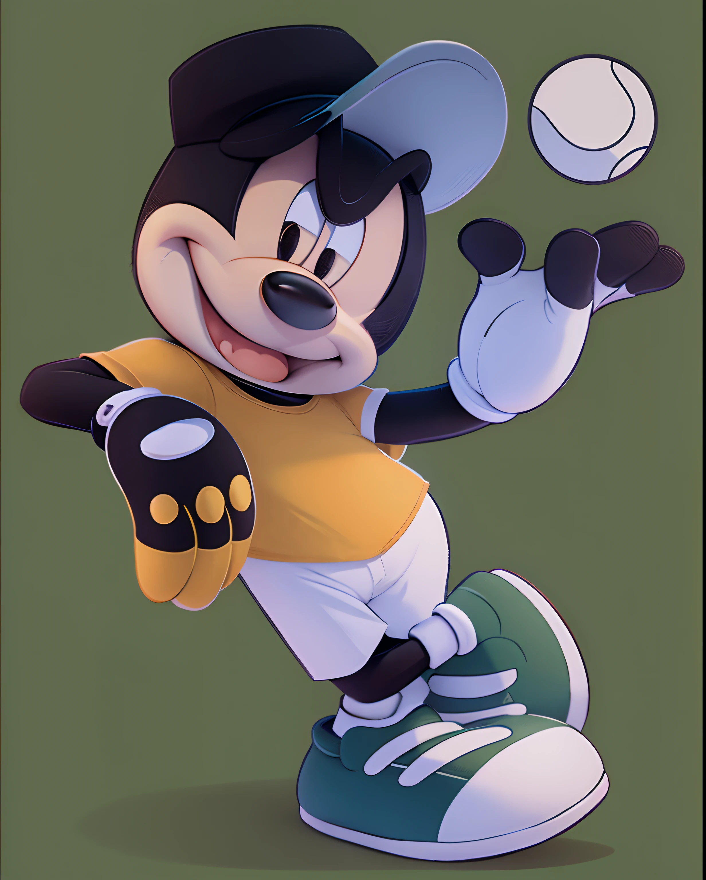 Mickey mouse playing baseball with a ball and glove - SeaArt AI
