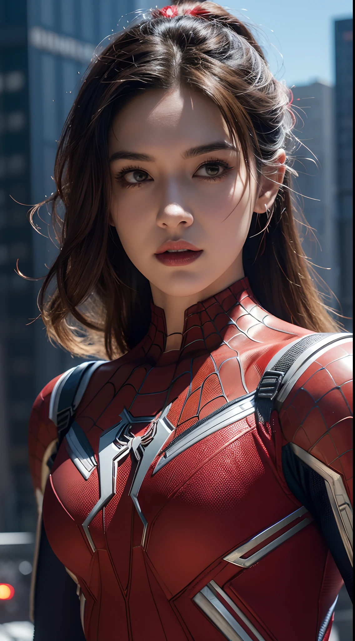 A woman in a spider - man suit poses for a picture - SeaArt AI