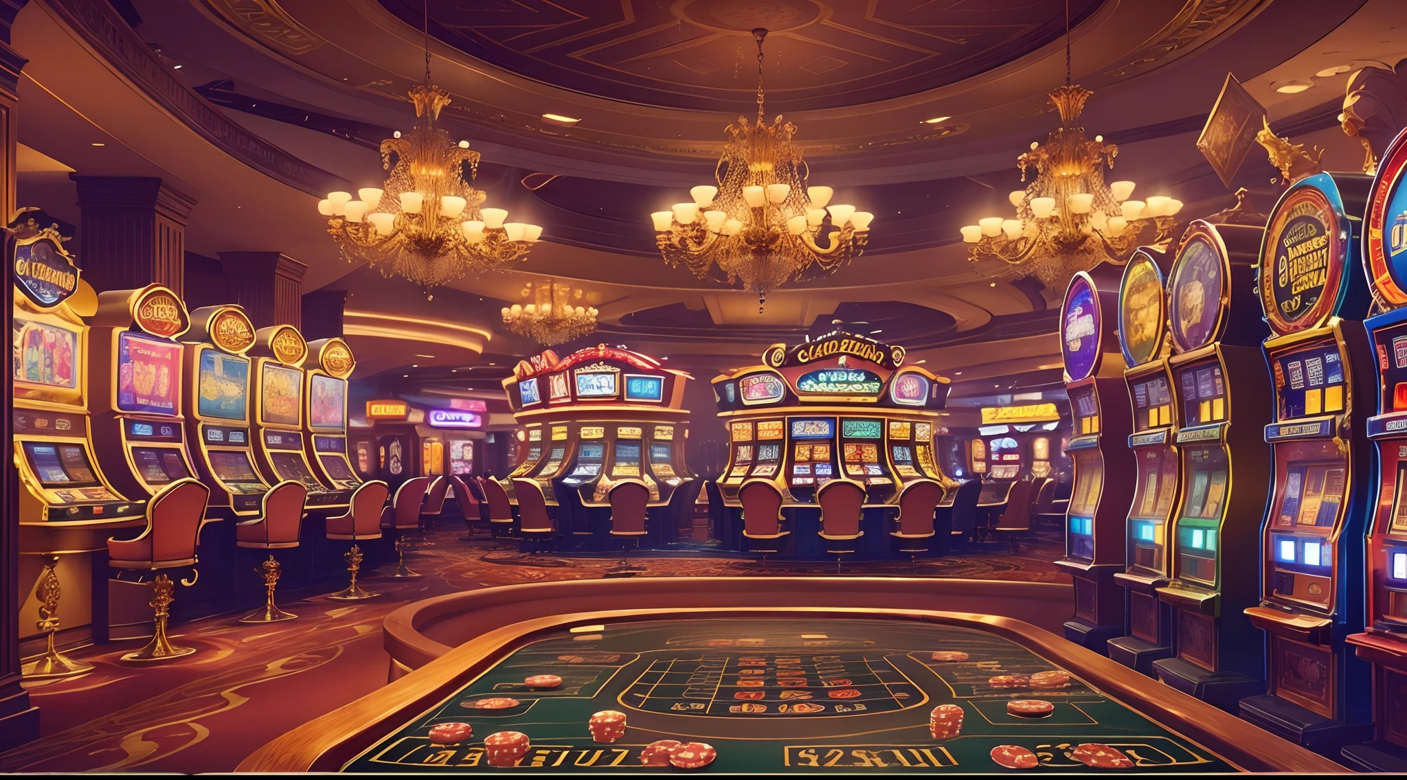 A close up of a casino with a roule and a casino table - SeaArt AI