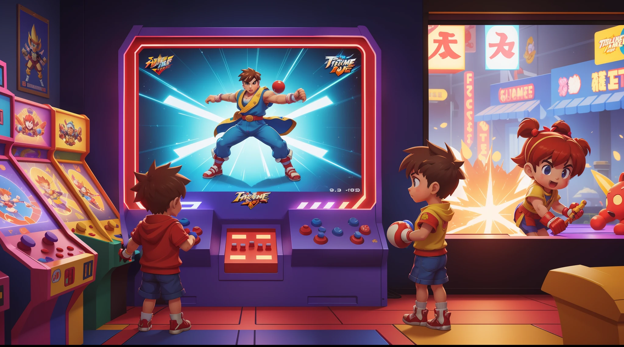 A group of children playing a video game in a room - SeaArt AI