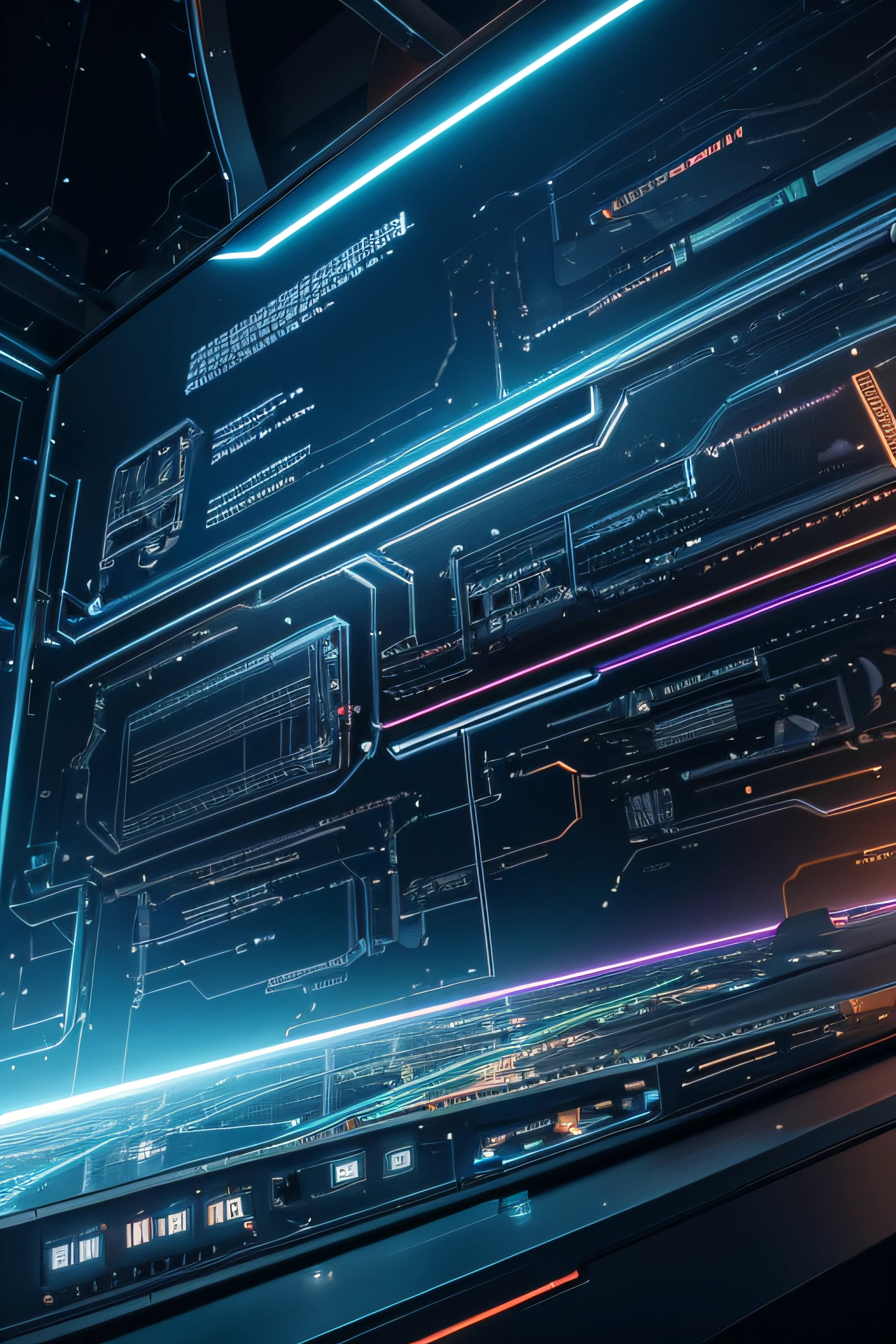 A close up of a futuristic computer screen with a lot of lights - SeaArt AI