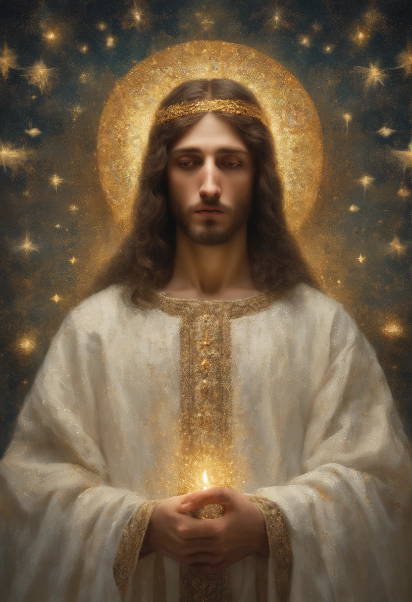 Jesus holding a glowing light in his hands - SeaArt AI