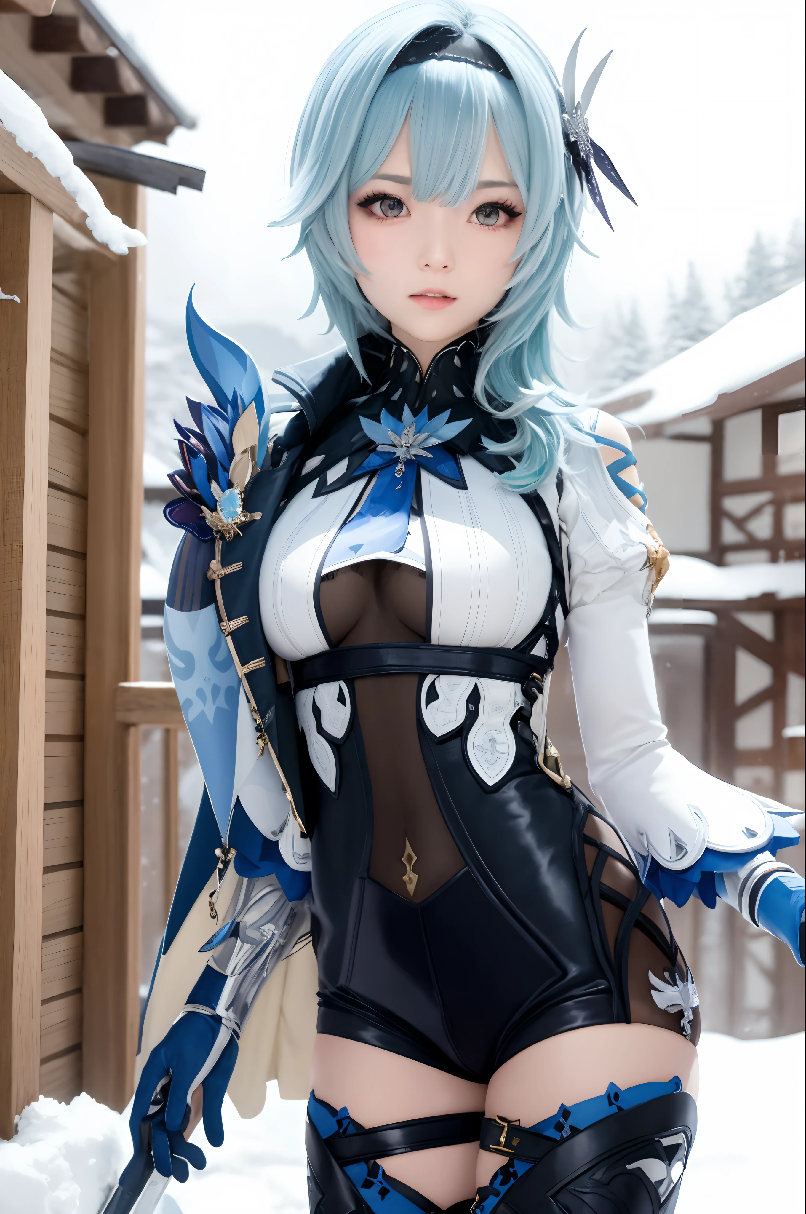 A close up of a woman in a short dress and a sword - SeaArt AI