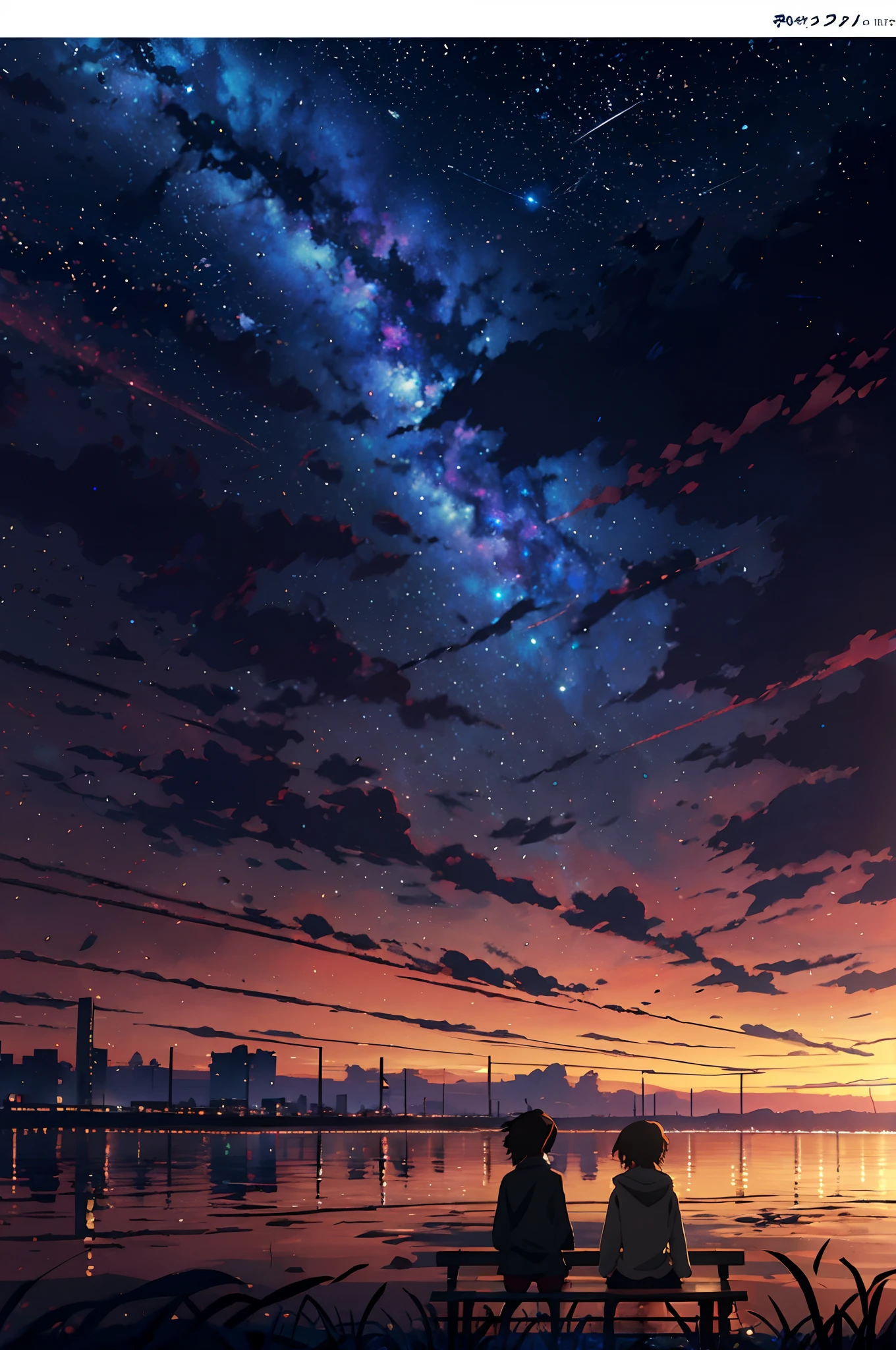 Anime couple watching the stars in the sky - SeaArt AI