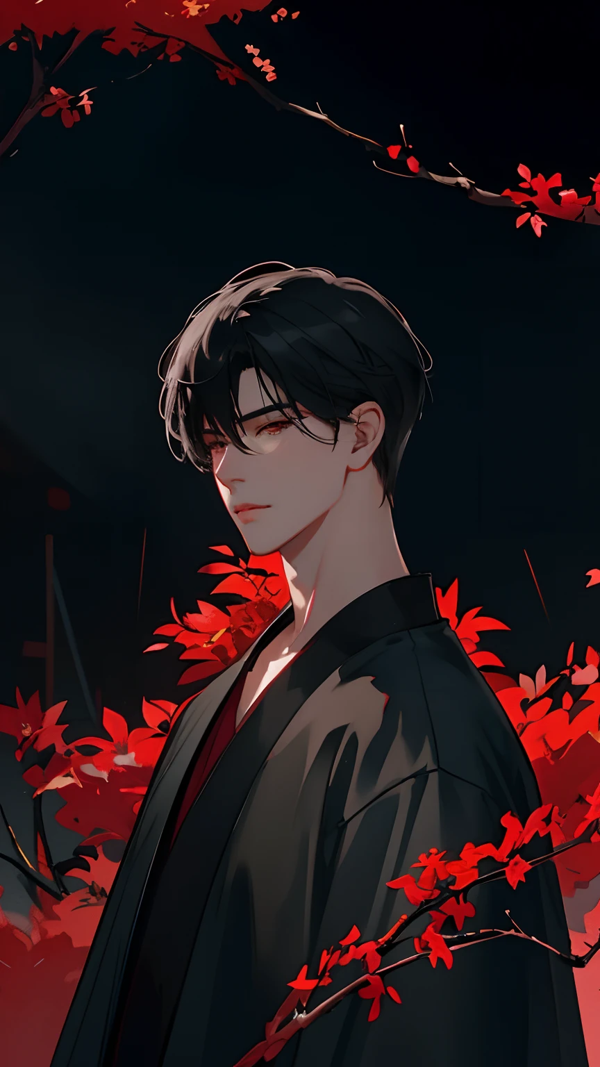 A man in a black robe standing in front of a tree - SeaArt AI