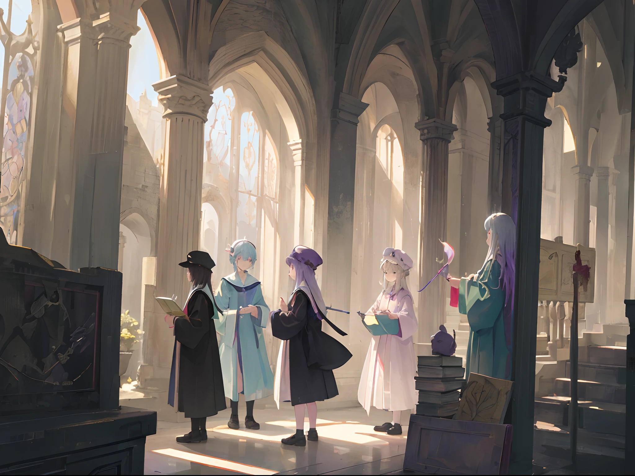 Anime characters in a church with a priest and a priest - SeaArt AI