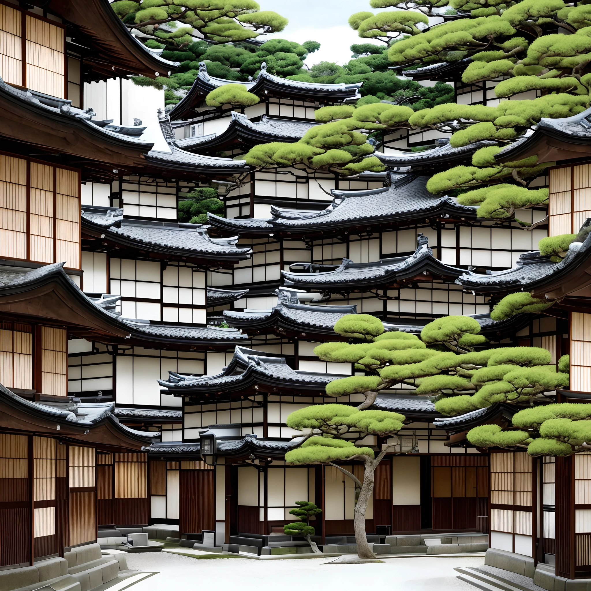 A close up of a building with a tree in front of it - SeaArt AI