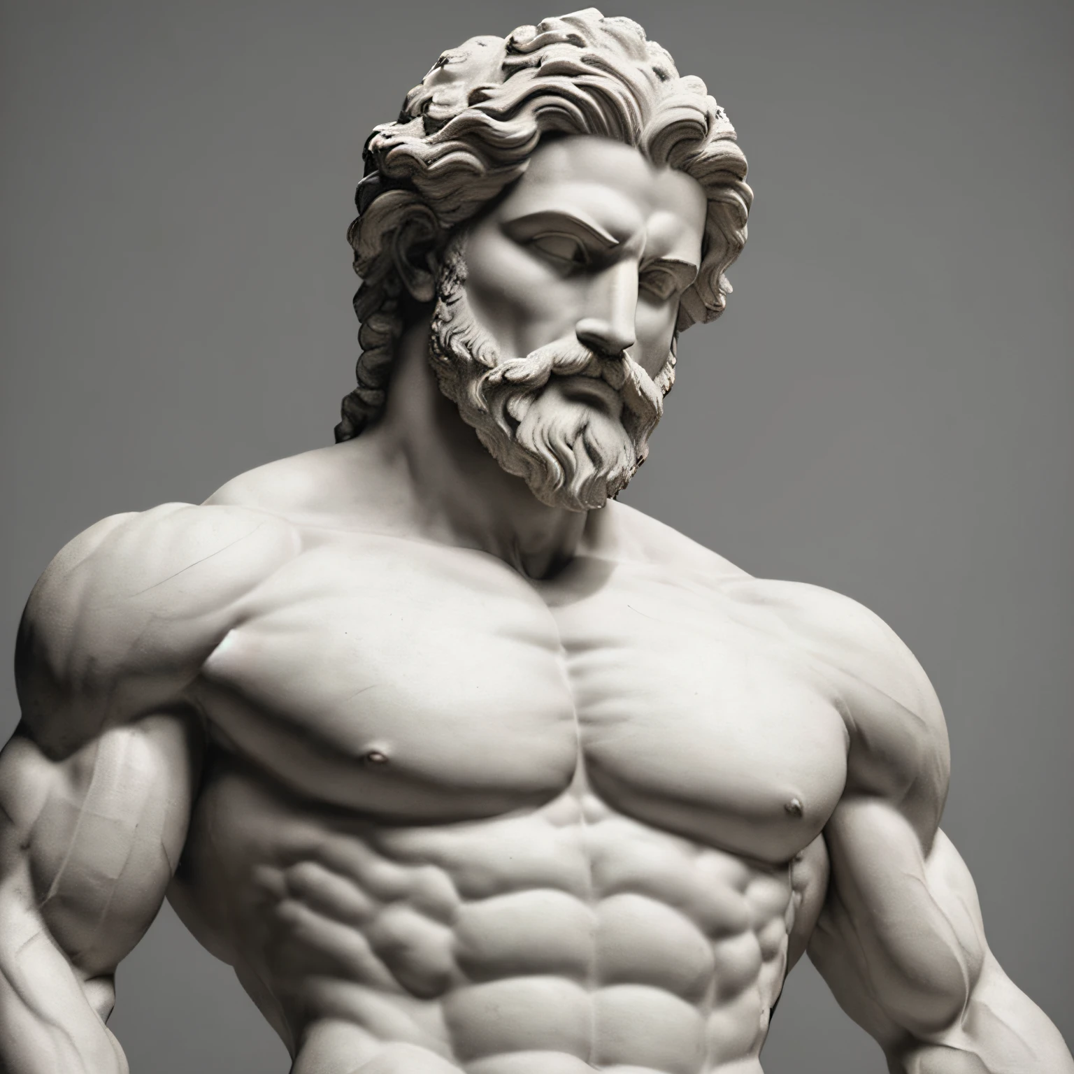 A close up of a statue of a man with a beard - SeaArt AI