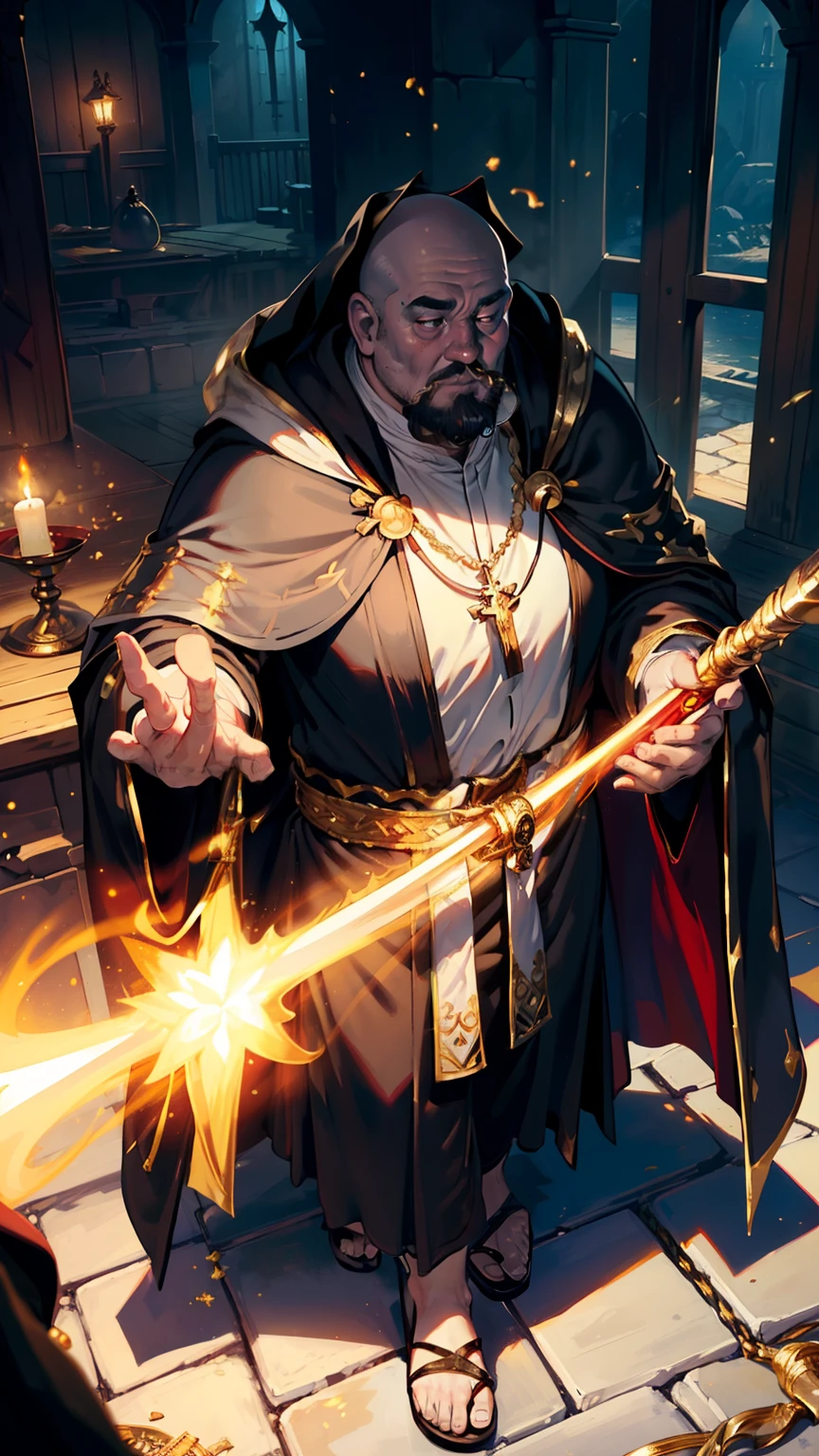 A man in a robe holding a sword and a sword - SeaArt AI