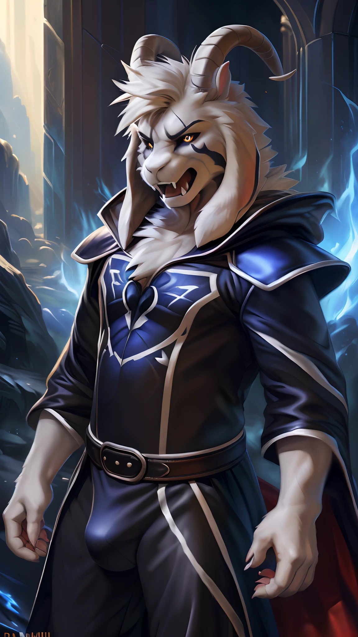 A close up of a person in a costume with a goat head - SeaArt AI