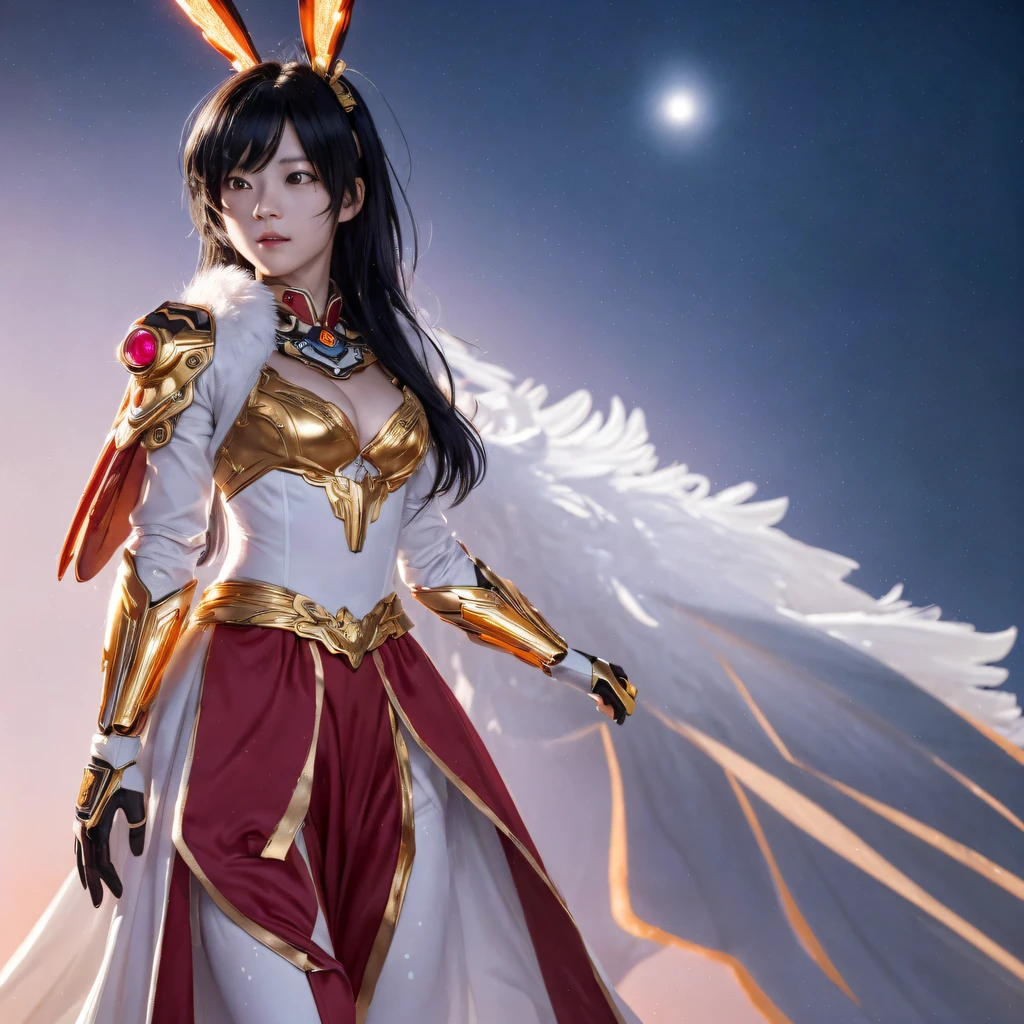 A close up of a woman in a costume with wings - SeaArt AI