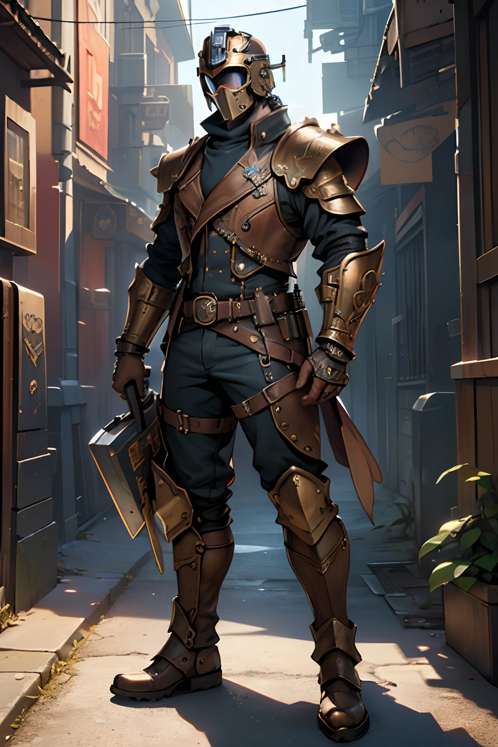 A close up of a person in a helmet and armor - SeaArt AI