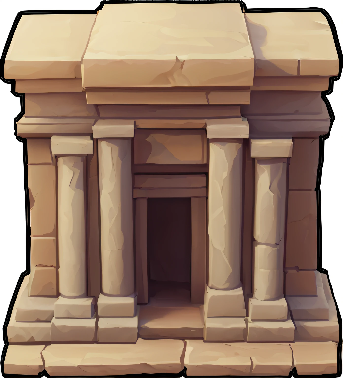 A cartoon stone building with a door and pillars - SeaArt AI