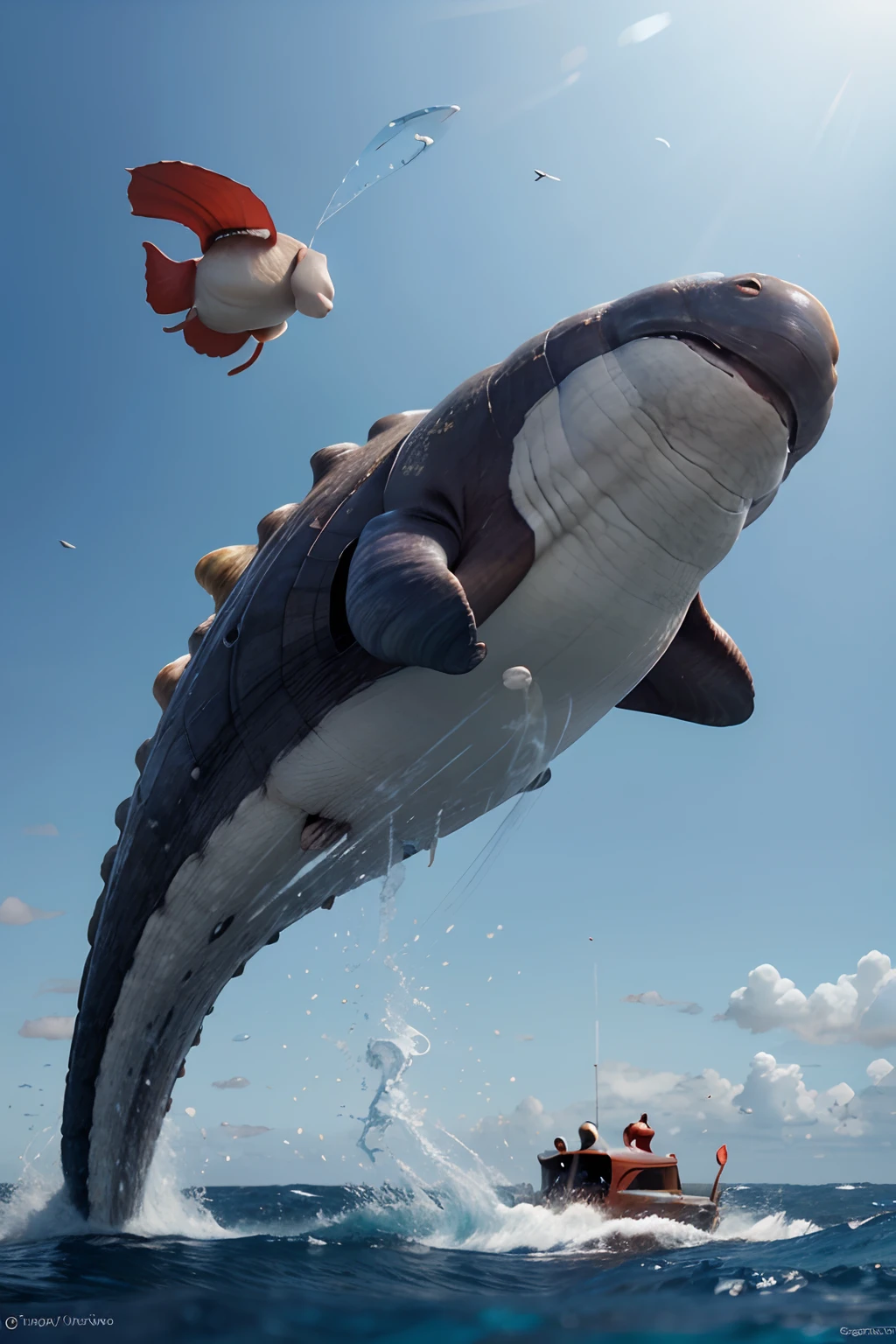 There is a large whale that is flying in the air - SeaArt AI