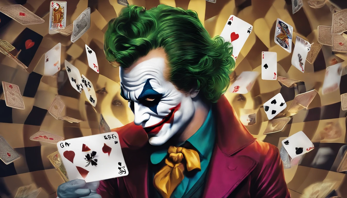 Joker playing cards in a circle with many playing cards - SeaArt AI