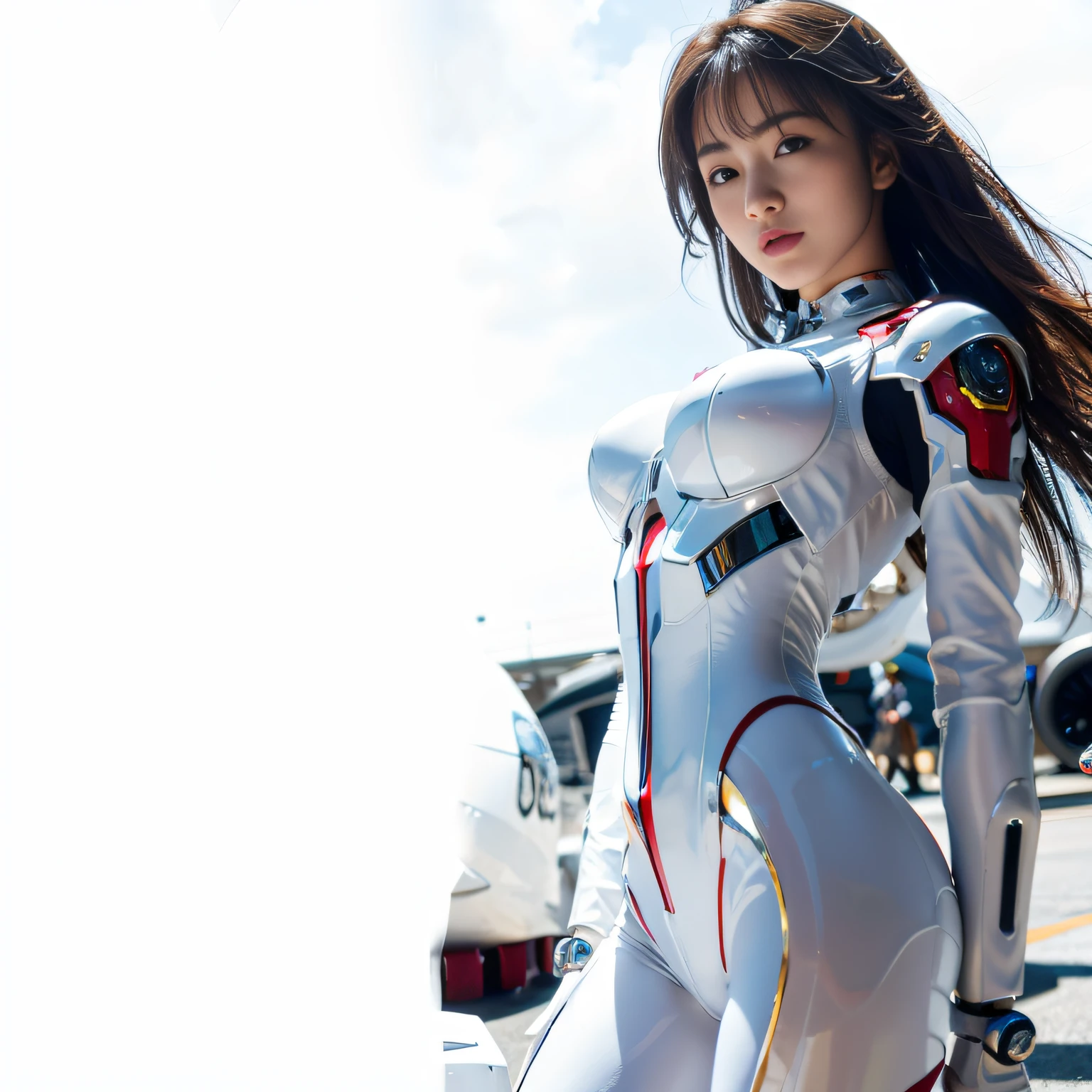 Araffe in a silver suit standing next to a motorcycle - SeaArt AI