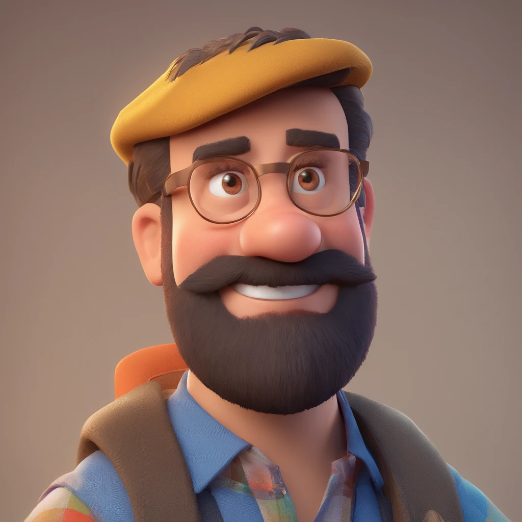 A close up of a cartoon character with a beard and glasses - SeaArt AI