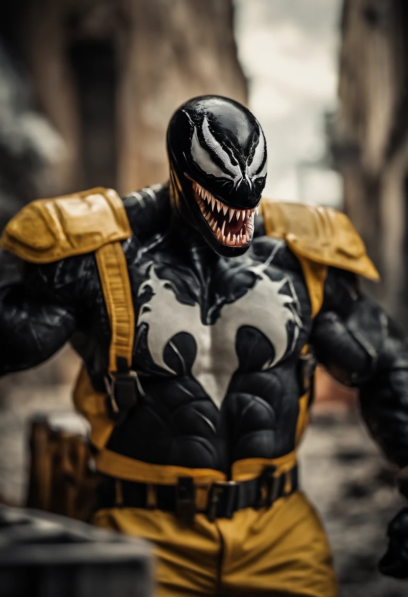 A close up of a person in a costume with a yellow jacket - SeaArt AI