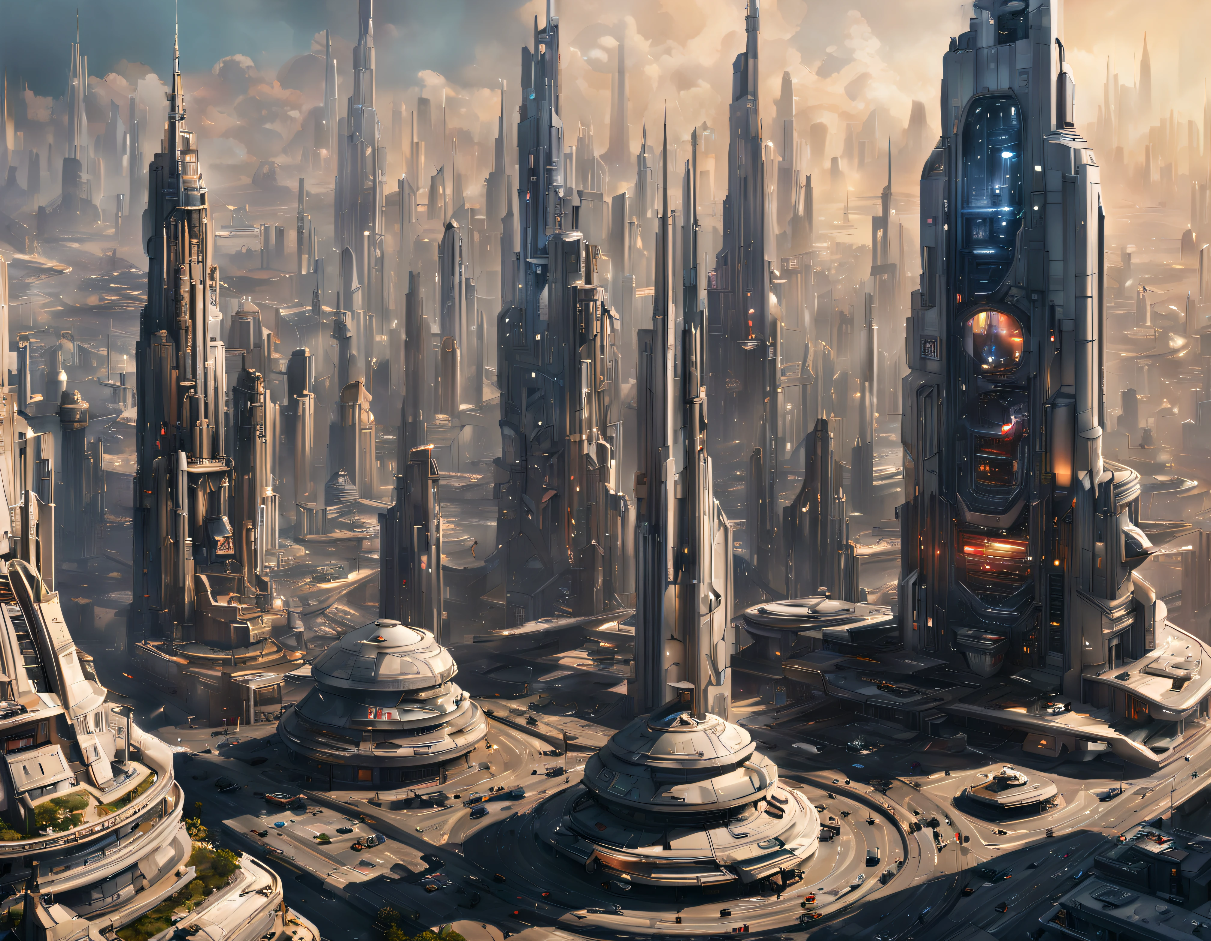 Futuristic city with a futuristic structure in the middle of it - SeaArt AI