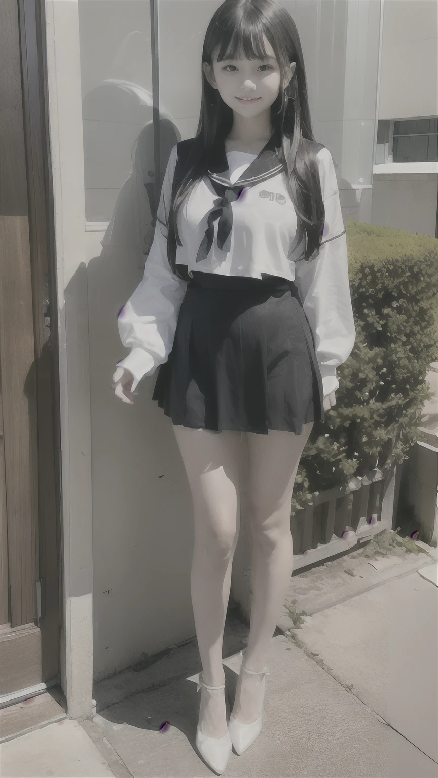 Arafed asian woman in a short skirt and white shirt posing for a picture - SeaArt AI