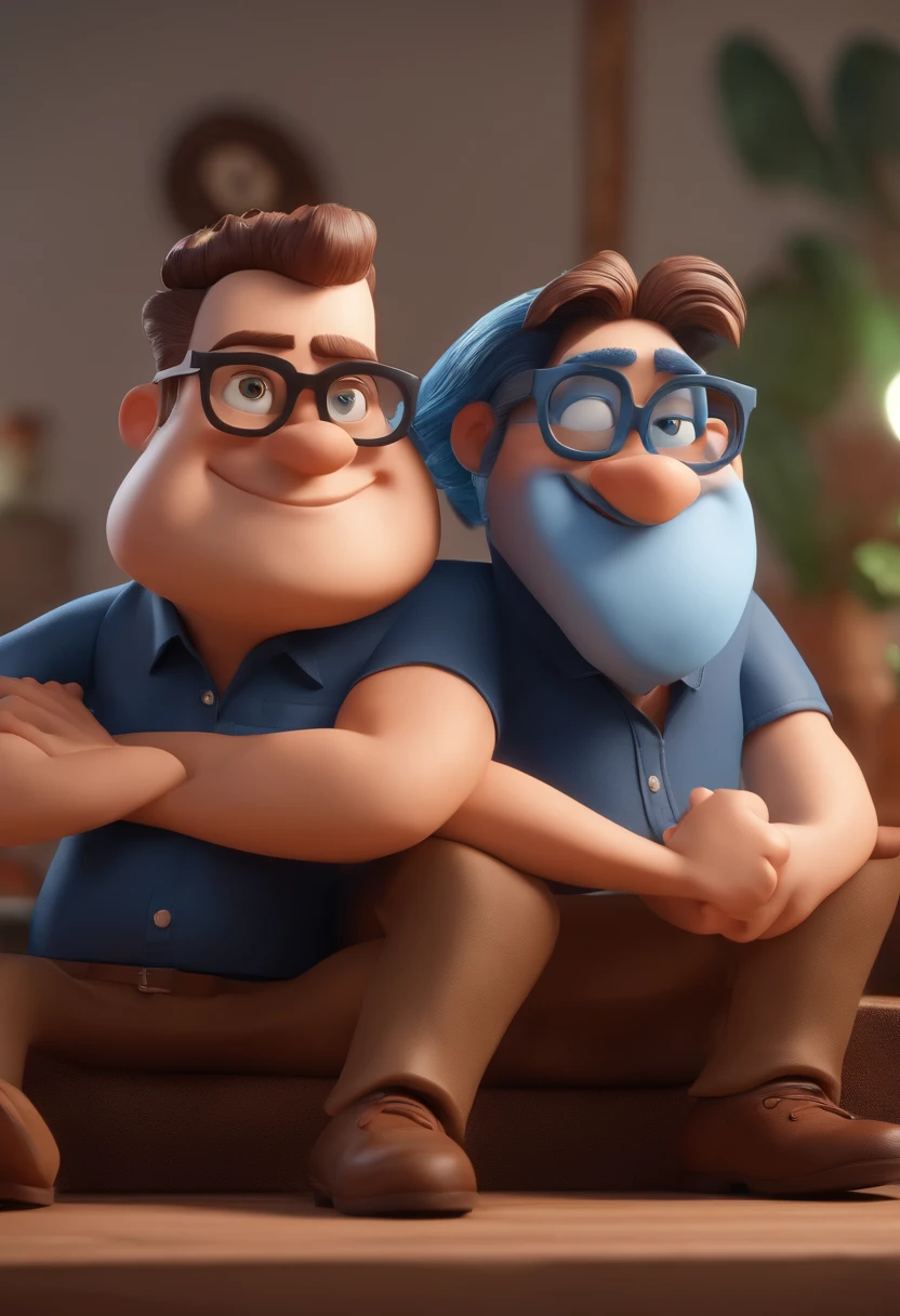 A close up of two cartoon characters sitting on a bench - SeaArt AI