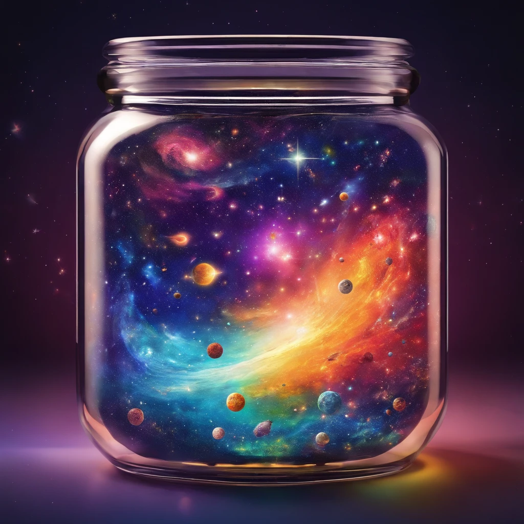 A jar with a colorful galaxy inside of it - SeaArt AI