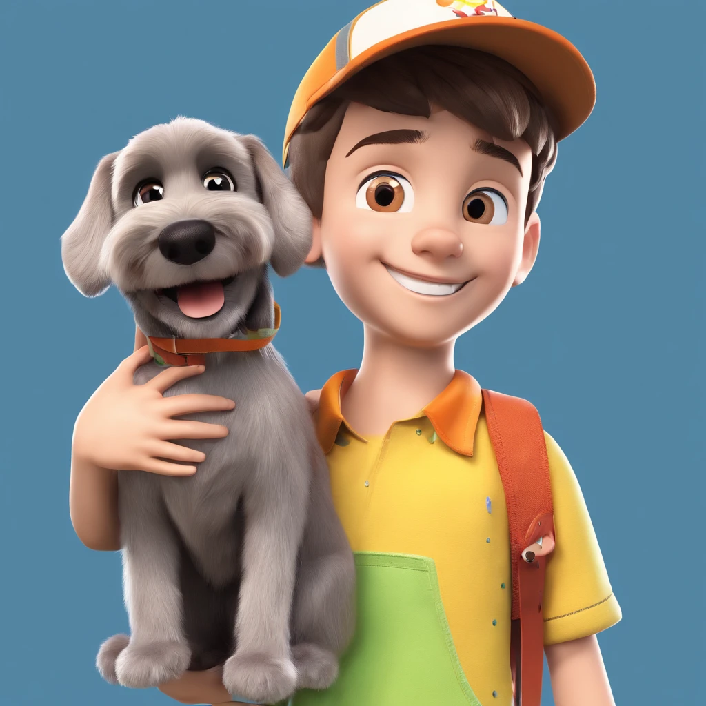 A close up of a boy holding a dog in his arms - SeaArt AI
