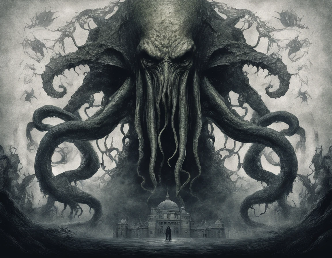 A close up of a giant octopus with a building in the background - SeaArt AI