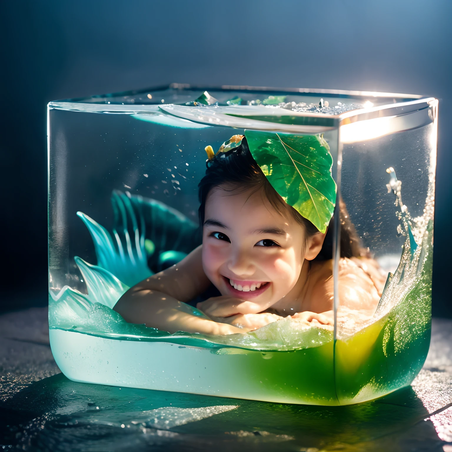 There is a little girl that is inside of a glass box - SeaArt AI