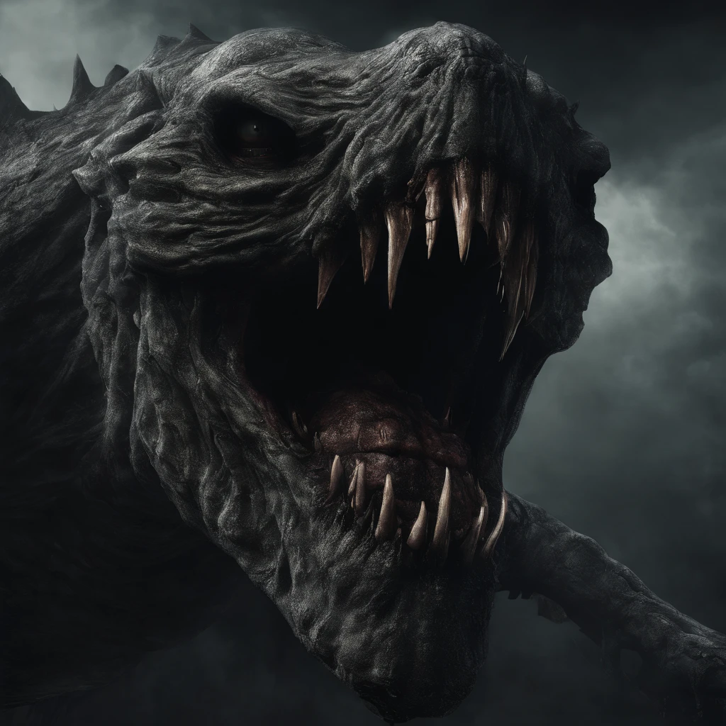 A close up of a monster with its mouth open and teeth wide open - SeaArt AI