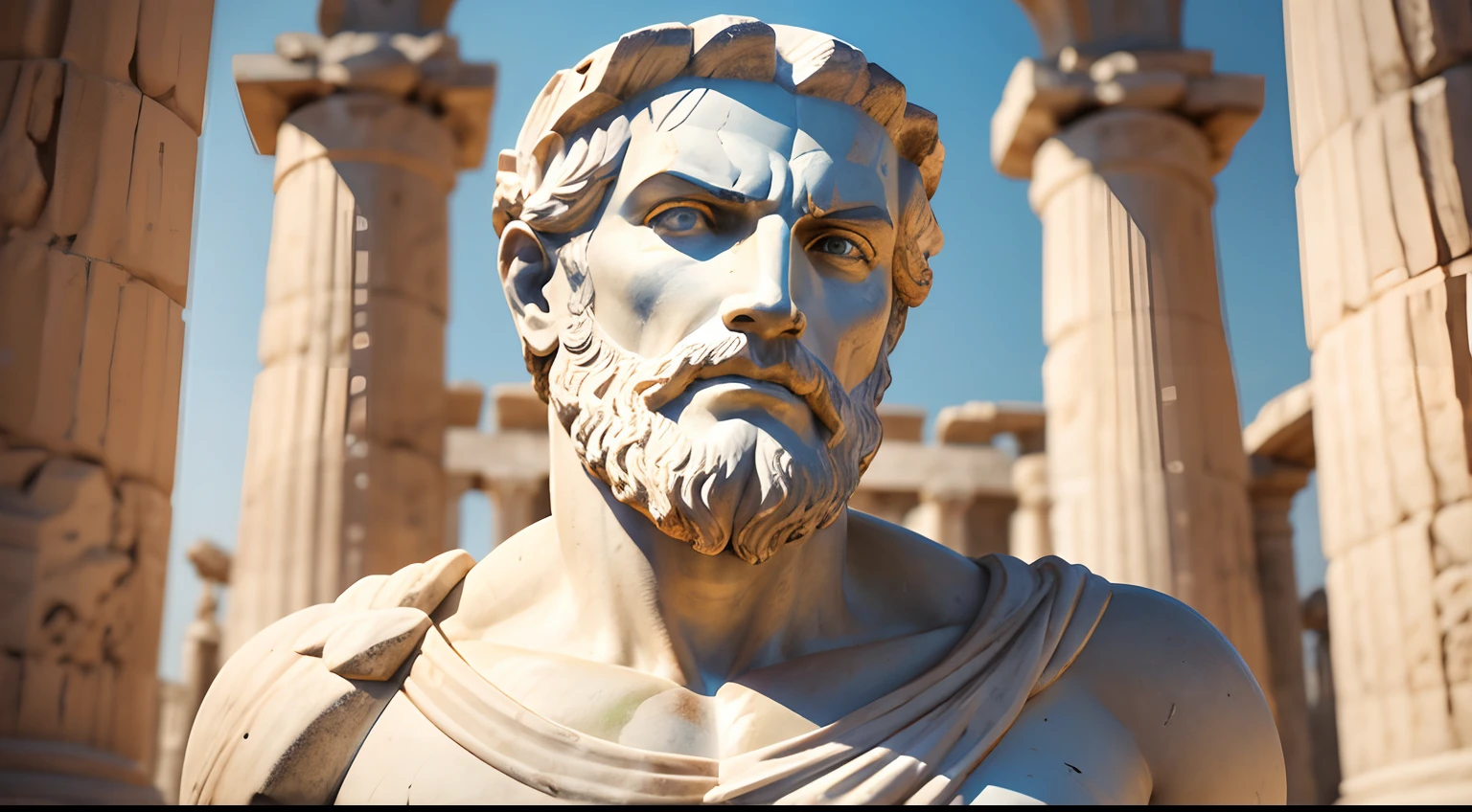 A close up of a statue of a man with a beard - SeaArt AI