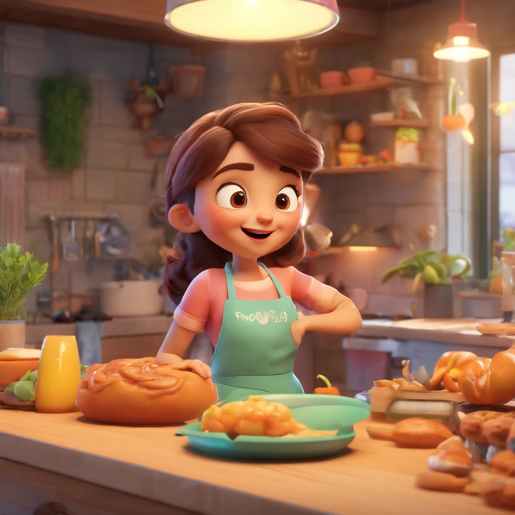 A close up of a cartoon character standing in a kitchen - SeaArt AI