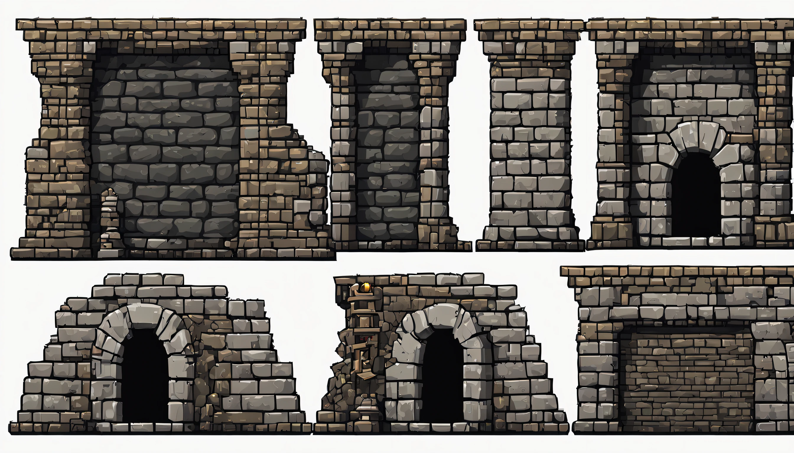 A close up of a set of four different stone structures - SeaArt AI