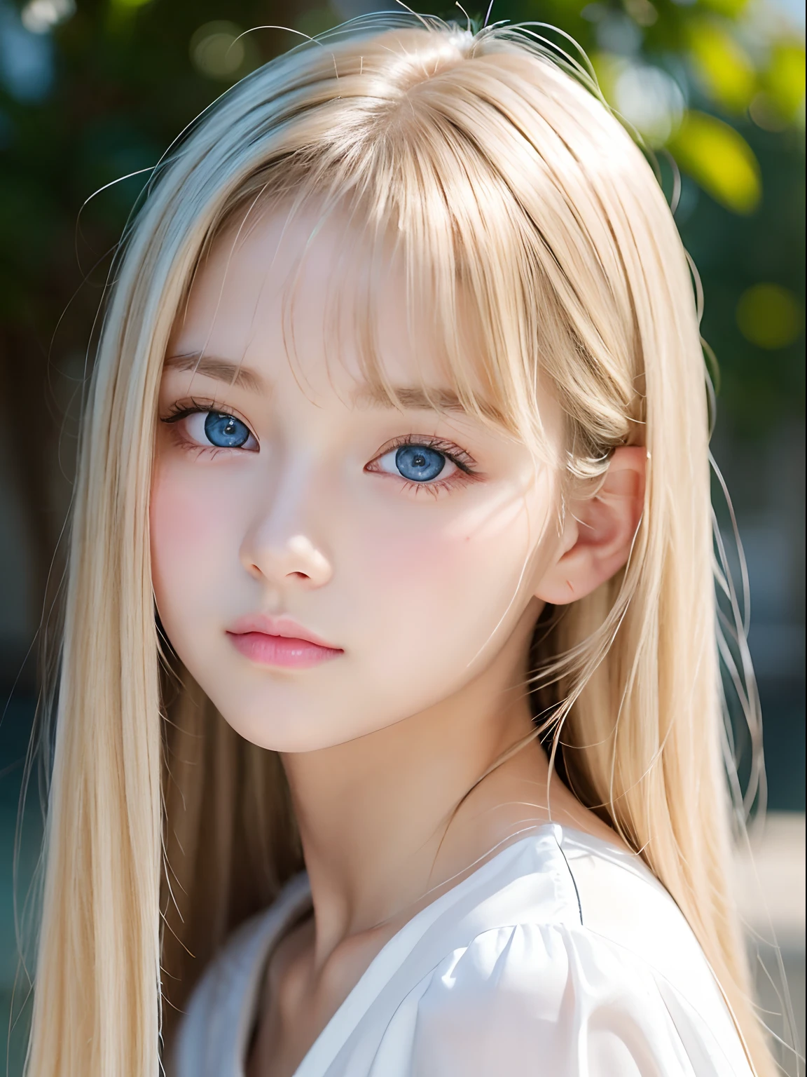 A close up of a young girl with long blonde hair - SeaArt AI