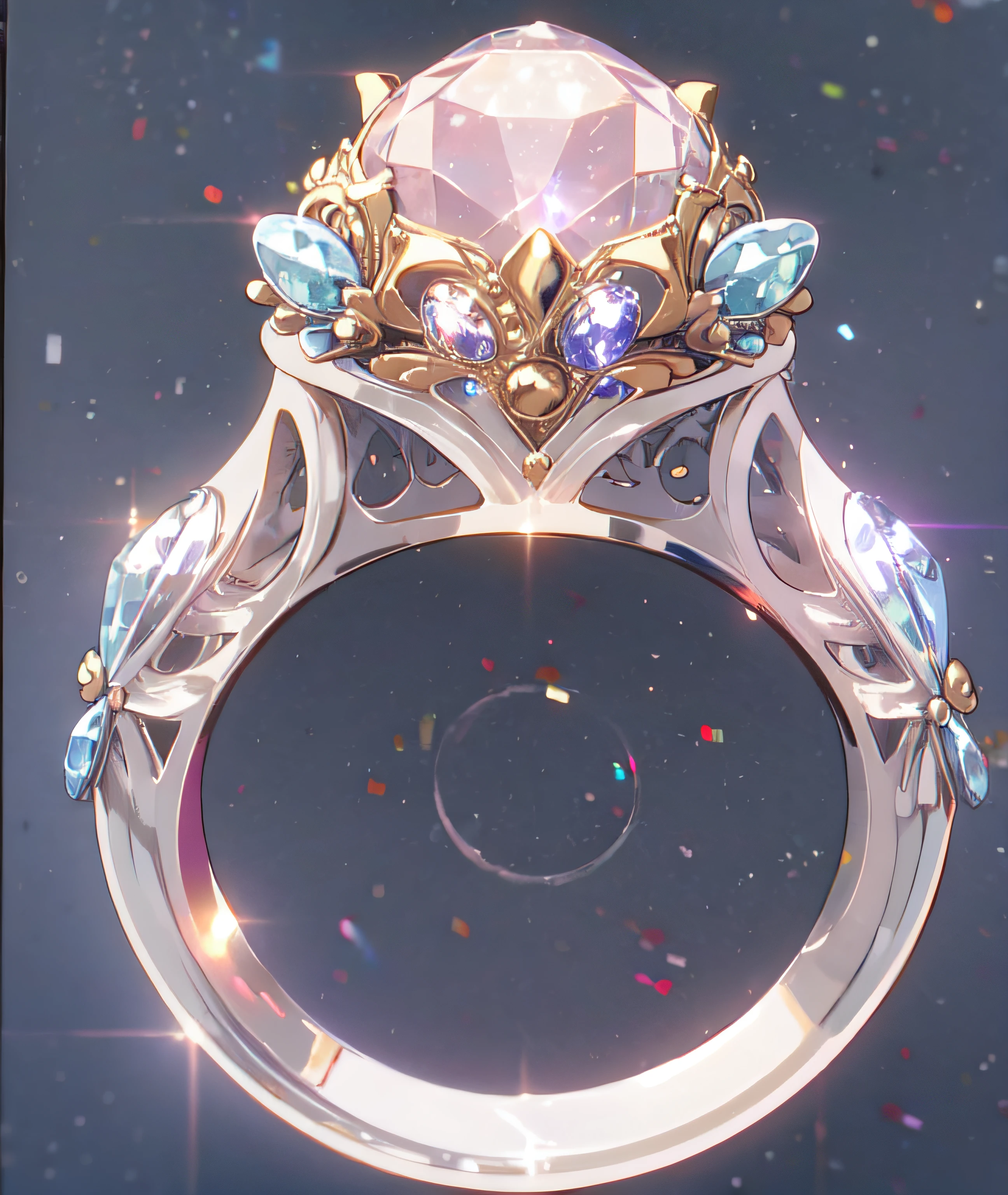 A close up of a diamond ring with a star in the background - SeaArt AI