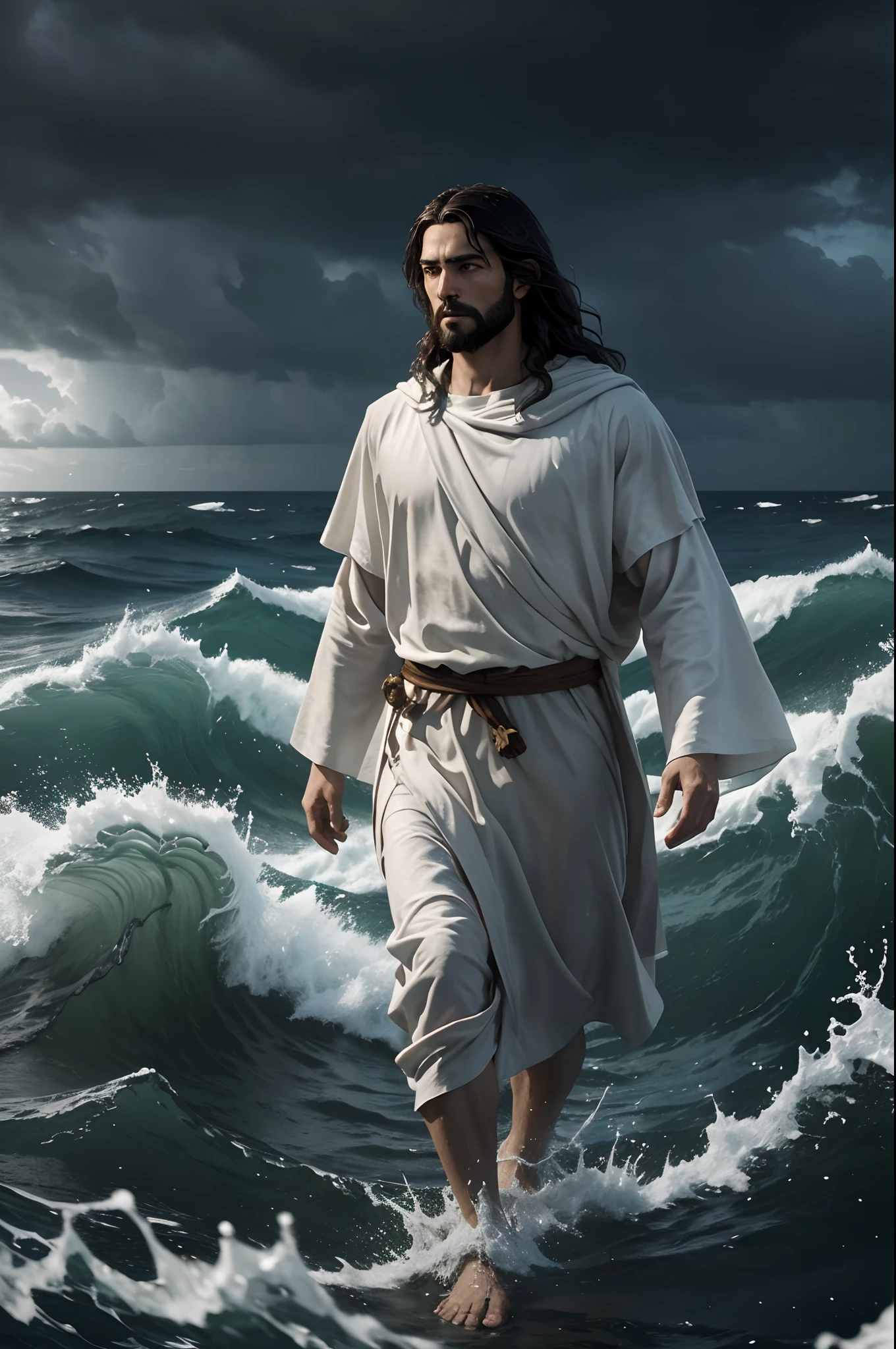 Jesus walking on the water - SeaArt AI